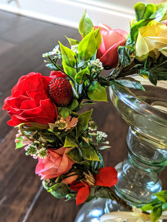 Maeve Red, Pink and White Rose Flower Crown – Plum Sugar Shoppe